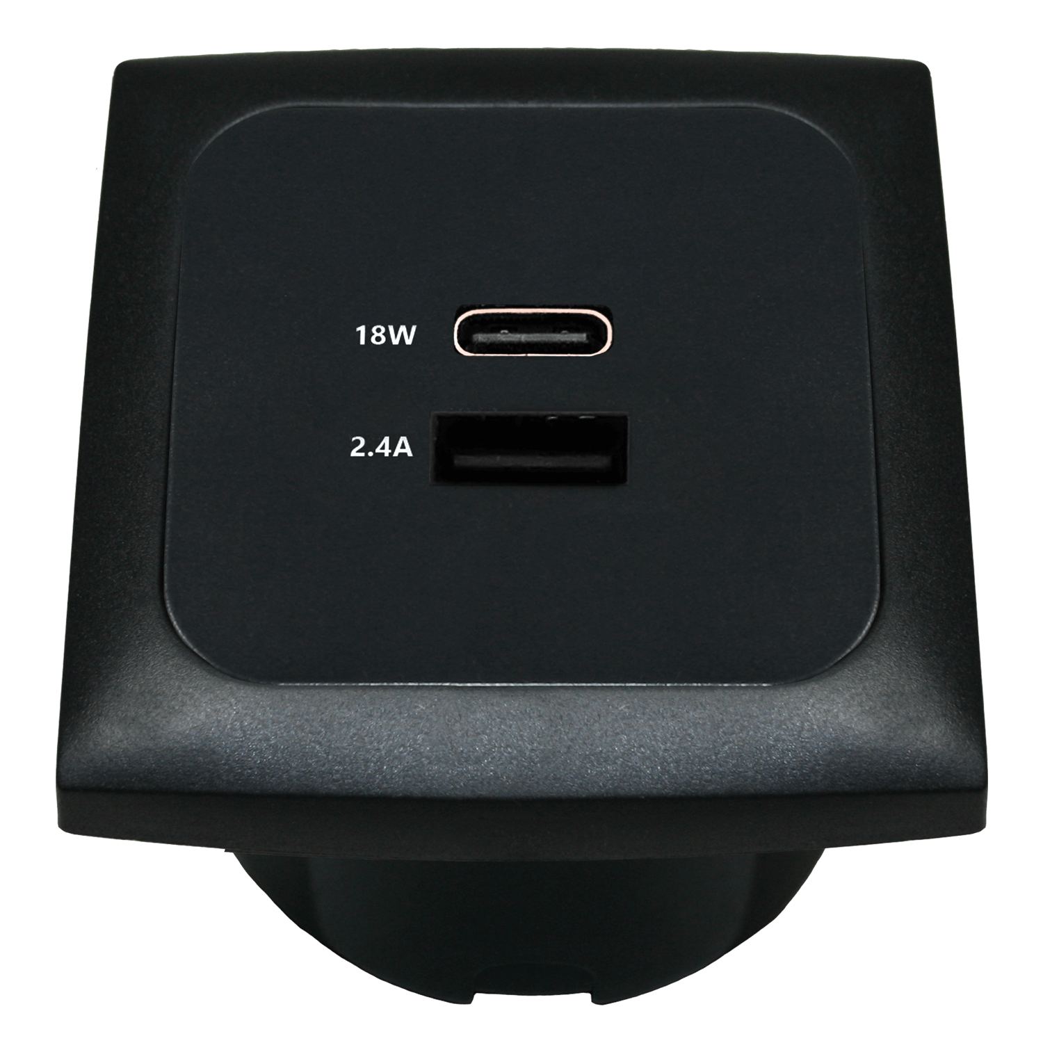 Opal USB laadcontactdoos met USB-A en USB-C met afdekraam zwart